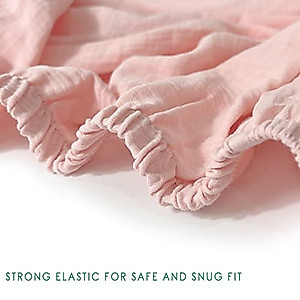 Ultra Soft Muslin Bassinet Sheet for Baby Girl and Boy,Breathable Organic Cotton Bassinet Sheets Fitted for 30’’x16’’ Standard Bassinet (Pink)
