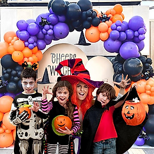 Black and Orange Balloons, 50pcs 12 Inch Halloween Balloons Set Black Purple Orange Halloween Balloons for Halloween Party Decoration Outdoor Home, Yard Backdrop Birthday Party Decoratio