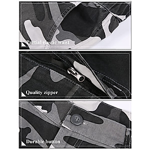 BOJIN Men's Cargo Pants Casual Military Army Camo Relaxed Fit Cotton Combat Camouflage Cargo Work Pants with 8 Pockets(CK026)- Camo Grey 38