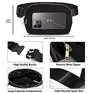 Fanny Packs for Kids Boys Girls Yoga Women Slim Women, Ginsco Waterproof Waist Bag with Adjustable Strap Mini Belt Bag Fashion Waist Pack Fits Running Jogging Work Out Travel Black M101