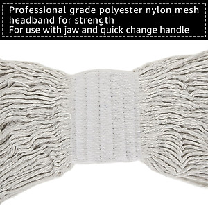 10Pcs Commercial String Mop Head, Loop-End Mop Head Replacement, Heavy Duty Mop Head Refills, Cotton Looped End Wet Cleaning Mop Refill for Floor Cleaning, Home, Industrial and Commercial Use (White)