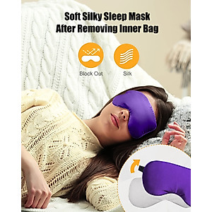 YFONG Lavender Eye Mask, Warm Eye Compress Mask for Dry Eyes, Weighted Eye Masks with Adjustable Strap, Reusable & Comfortable Eye Cover for Puffy Eyes Migraine Sinus Pain-Violet