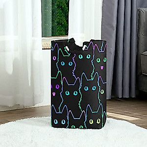 Kigai Colorful Black Cat Laundry Hamper Large Waterproof Foldable with Handle Laundry Basket for Bathroom Closet Storage Laundry Organizer