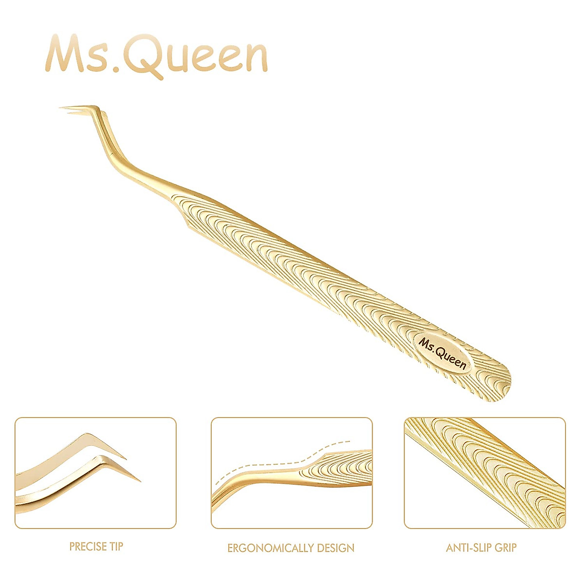 Ms.Queen Lash Tweezers for Eyelash Extension-Professional Lashing Tweezers for Mega Volume Mink Eyelashes Extensions Applying