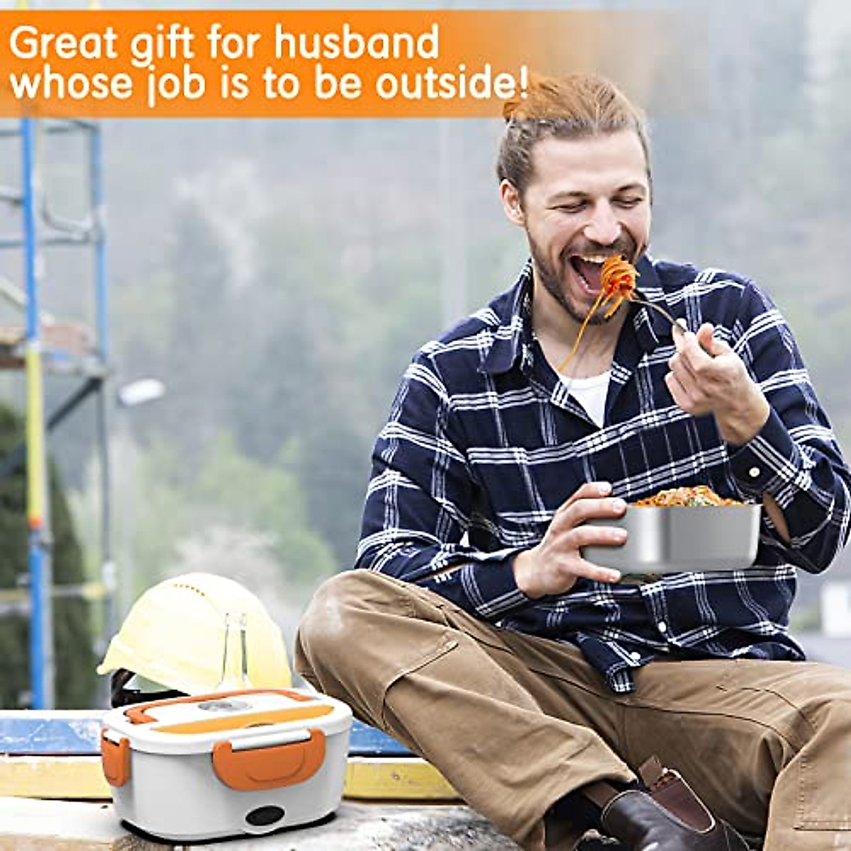 COCOBELA Electric Lunch Box Food Heater, Portable Food Warmer for Car Truck Home Work Adults Food Heating, Leak Proof, 1.5L Removable 304 Stainless Steel Container, 110V/12V/24V