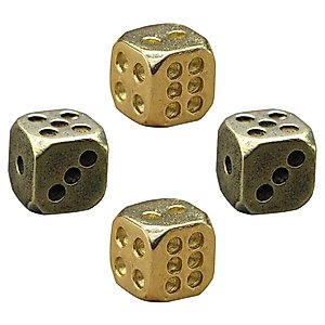 4pcs Ancient Brass Dice Solid Metal RPG Role Playing Game Dice Learning Dice Party Supplies
