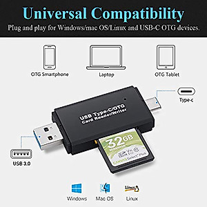 2 in 1 High-Speed Portable Memory Card Reader SD 3.0 Transport Protocol, SD Card Reader USB 3.0 to SDXC, SDHC, SD, MMC, RS-MMC, Micro SDXC, Micro SD, Micro SDHC Card and UHS-I