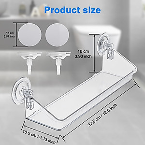 Geora Shower Caddy Suction Cup, Adhesive Clear Acrylic Shelf, No Drilling Hang Walls, Suction Cup Shelf with Strong Adhesive PVC Suction Cups, for Bathroom, Pantry, Kitchen, Utility Room