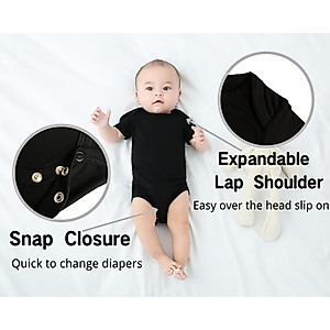 Rayon Bodysuit for Girls, Black Short Sleeve Bodysuits, Baby Boy Undershirt 12-18 Months