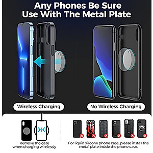 Magnetic Phone Holder for Car Metal Upgrade 6X Magnets Phone Mount Double 360° Rotation Super Sticker Phone Holder Car Mount Easy Install Suitable for Dashboard Screens Compatible with All Phone black