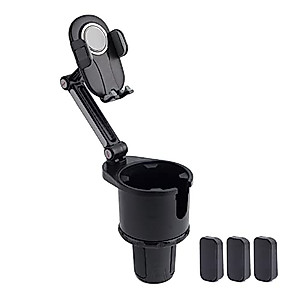 Toprema Car Cup Holder Phone Mount Multifunctional Car Cup Holder Expander Adjustable Base with 360° Rotatable Cell Phone Holder for Car
