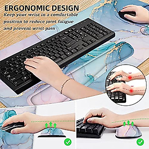Lateefah Large Mouse Pad and Keyboard Wrist Rest, Desk Pad for Keyboard and Mouse, 4-in-1 Extended Mouse Pad with Wrist Support, Non-Slip Desk Mat Protector, Ultra Thick Desk Blotter for Office, Home