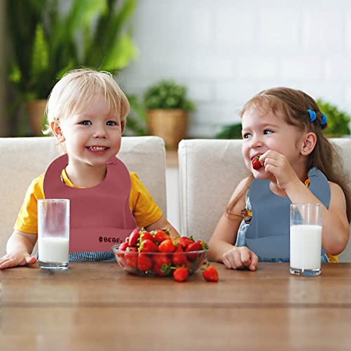 Silicone Bibs for Babies and Toddlers Boys and Girls, Pack of 3, Durable, Waterproof, Reusable, Baby Bibs from 6 Months and Up (White/Pink/Green)