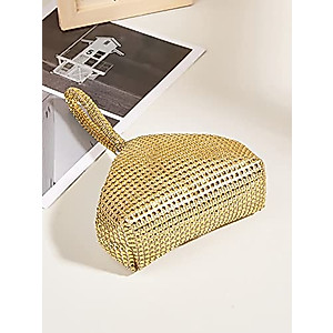 Verdusa Women's Rhinestone Evening Handbag Mini Bag Clutch Purse Gold one-size