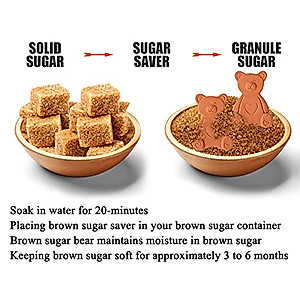dgudgu 4 PCS Terracotta Brown Sugar Bear Keeper and Saver Brown Sugar Disc Brown Sugar Softener