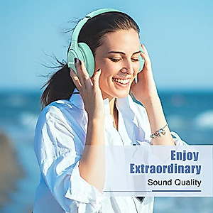 Bluetooth Headphones Over Ear,BERIBES 65H Playtime and 6 EQ Music Modes Wireless Headphones with Microphone,HiFi Stereo Foldable Lightweight Headset, Deep Bass for Home Office Cellphone PC Etc.(Green)