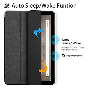 Case for All-New Kindle Fire HD 10 and Fire HD 10 Plus Tablet (Only Compatible with 11th Generation 2021 Release) Ultra Lightweight Slim Shell Stand Cover with Auto Wake/Sleep Two Stand Modes(Black)