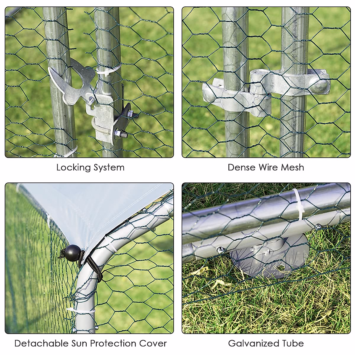 Giantex 26ft Large Metal Chicken Coop, Walk-in Chicken Coops Run House Shade Cage, Waterproof and Sun Protection Cover for Outdoor Backyard Farm, Hen Run House Poultry Habitat (10 x 26 ft, Spire)