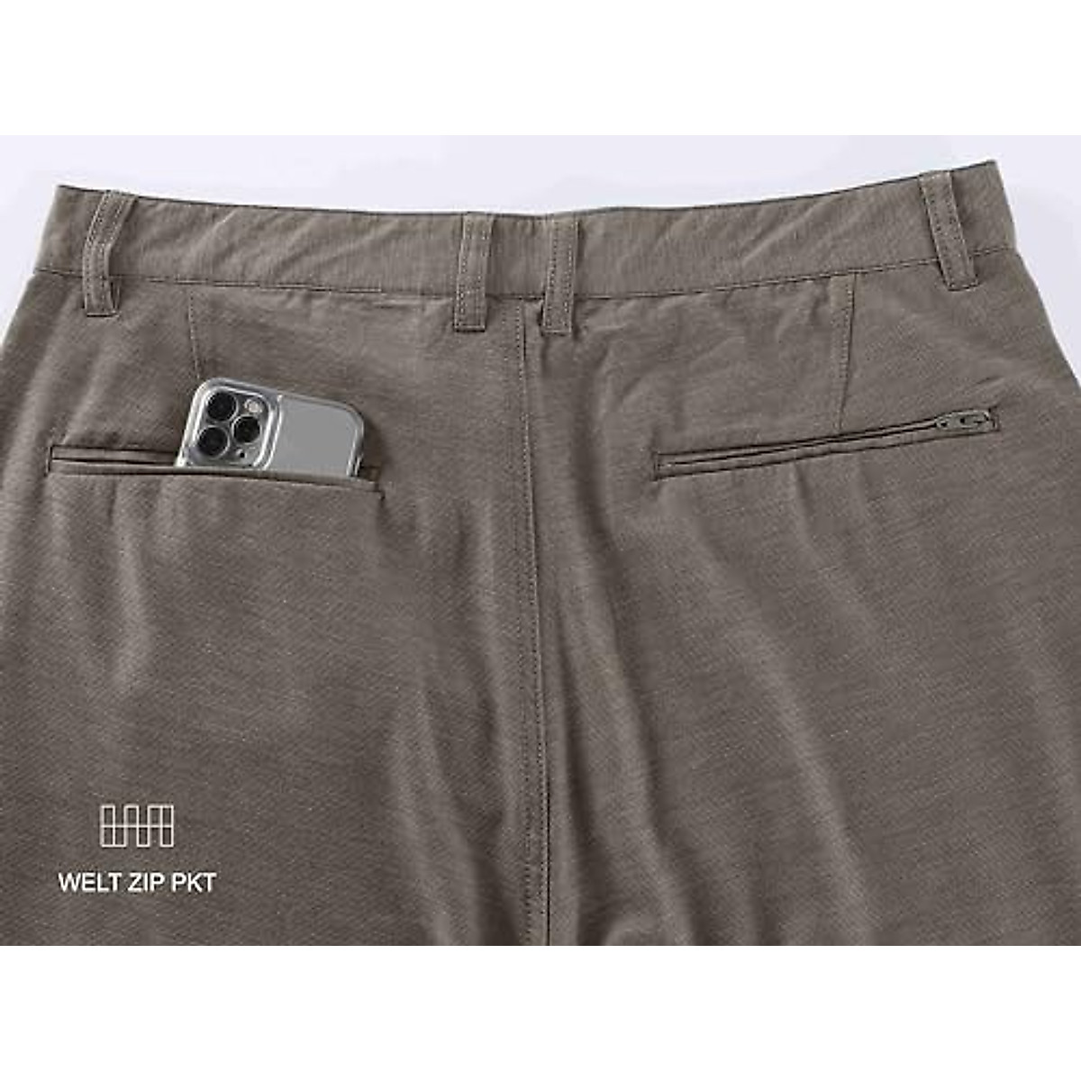KNQR Mens Performance Quick Dry 4way Stretch Regular Fit All-Terrain Active Training Hybrid Shorts Ash Gray 40