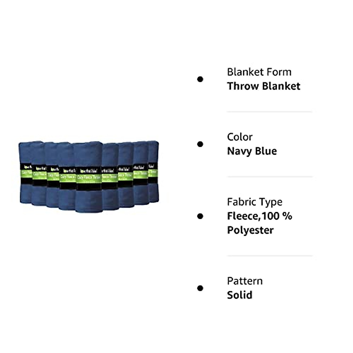 12 Pack Wholesale Soft Comfy Fleece Blankets - 60" x 50" Cozy Throw Blankets (Navy Blue)