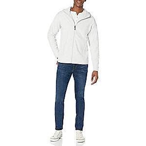 Amazon Essentials Men's Long-Sleeve Hooded Full-Zip Polar Fleece Jacket, Light Grey Heather, X-Large
