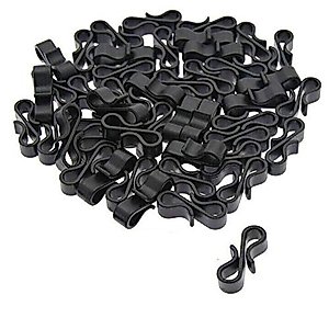 EORTA 100 pcs Mini S Hooks Plastic Hanging Hooks Clothes/Towels Hanger Party Light Clips for Dolls, Holiday Ornaments, Decorative Tags, T-Shirts, Bags, Plants, 1.1 Inch, Black