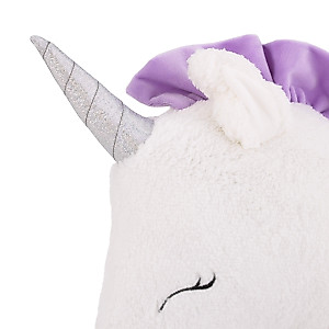 NoJo Shaped Plush Sherpa Decorative Pillow, 1 Count (Pack of 1), Unicorn-White, Lilac, Silver, Lavender