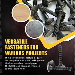 1/4"-20 x 1 1/4" (FT) Coarse Thread Grade 5 Carriage Bolts Medium Carbon Steel Black Oxide - Pack of 100