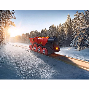 BRIO World 33592 Mighty Red Action Locomotive - Battery Operated Toy Train with Light, Sound Effects | Ideal for Kids Age 3 Compatible with All Tracks and Vehicles