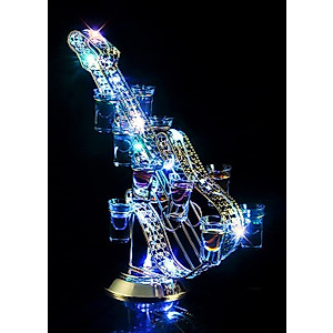 E-Greetshopping LED Champagne Wine Cup Holder,Guitar Shaped LED Lighted Bar Liquor Cocktail Shelve,Wine Glass Holder Display for Wedding Anniversary Graduation Birthday (without Cups)