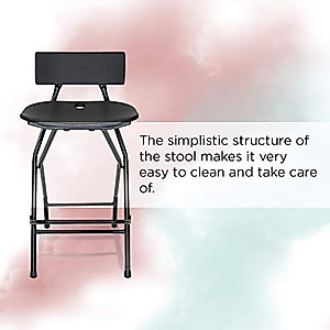 EventStable TitanPRO Folding Bar Stool with Backrest - Black Metal Frame Stool with Back Support - Durable and Sturdy Folding Stool for Outdoor Kitchen Shop Cafe