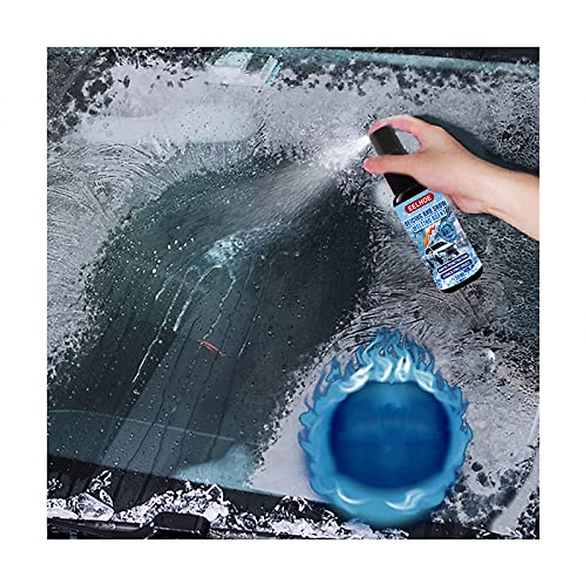 QPMBJ Winshield Spray De-Icer - Winter Windshield Removal Defrosting Liquid & Snow Melting Agent, Windshield Ice Melt Spray, Updated Car Glass Deicing Agent Spray (50ML)
