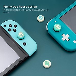 GeekShare 4PCS Silicone Tree and House Joycon Thumb Grips-Nintendo Cover Analog Thumb Stick Grips-Joystick Caps Compatible with Switch /OLED/ Switch Lite