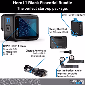GoPro HERO11 Black – E-Commerce Packaging - Waterproof Action Camera with 5.3K60 Ultra HD Video, 27MP Photos, 1/1.9" Image Sensor, Live Streaming, Webcam, Stabilization