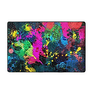 O-X_X-O Paint Splatter Dark Modern Casual Area Rugs for Living Room Bedroom Carpet Thick Soft Large Flannel Mats Easy to Clean Stain 60 X 39 Inch
