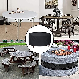 Outdoor Covers for Patio Furniture Set-Round - Beige, 55x24inch, 420D Heavy Duty, Waterproof UV Resistant, Patio Furniture Covers, Outdoor Table Cover, for Your Outdoor Coffee Table and Chairs