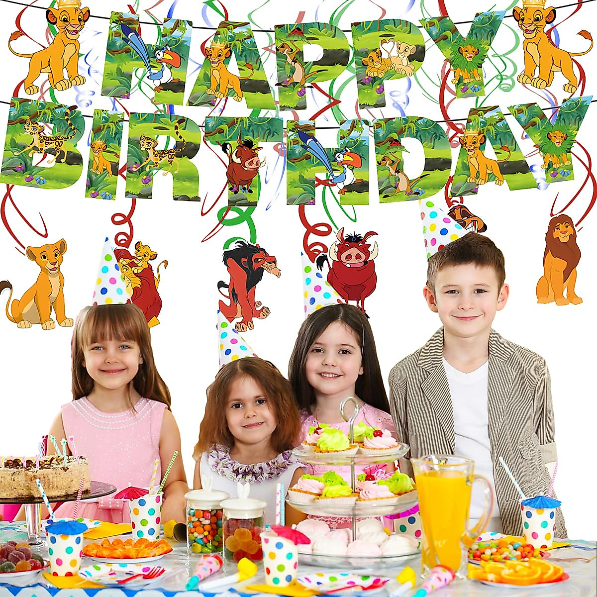 NVDFJEU Party Banner Hanging Swirls For Lion King,For lion Birthday Theme Party Decorations Supplies, Greener