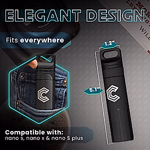 CryptoPod Ledger Nano Case - Fits Nano S/X/S Plus & Yubikey USB - Aluminum Alloy, Fire Resistant & Waterproof - Protective Cold Wallet Storage for Cryptocurrency Device Storage (Black)