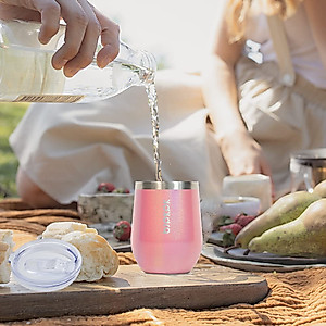 BJPKPK 2 pcs 12oz Insulated Wine Tumblers, 12oz Double Wall Vacuum Coffee Mugs with Lid, Unbreakable Stainless Steel Wine Glasses, Insulated Coffee Cups for Home & Outdoor, Blue