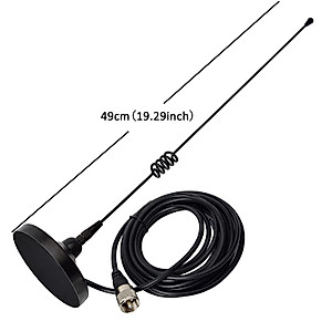 HYS Magnetic Base Mobile Amateur Antenna Dual-Band VHF 144/UHF 430MHz Whip W/13 ft RG58 Coax Cable UHF-male/PL259 for Motorola Kenwood Midland SO239 Mobile Ham Radios