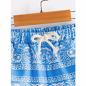 SOLY HUX Boy's Summer Boho Paisley Print Drawstring High Waisted Shorts Blue and White 13-14Y