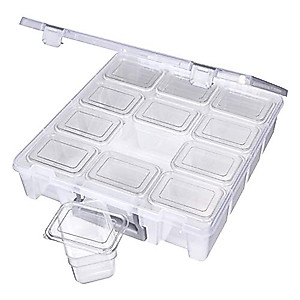 AB Designs 6965ABD Super Satchel with 9 Small Bins Inside, Stackable Home Storage Organization Container, Clear with Sliver Latches and Handle