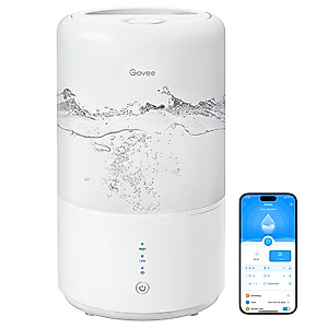 Govee Smart WiFi Humidifiers for Bedroom, Top Fill Cool Mist Humidifiers for Baby and Plants, Work with Alexa, Auto Humidity Adjustment, 24 dB Super Quiet, Essential Oil Diffuser, 24H Timer, 3L