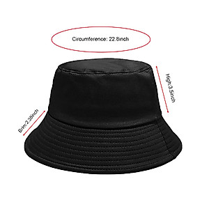 PFFY Bucket Hat for Women Men Cotton Summer Sun Beach Fishing Cap Black