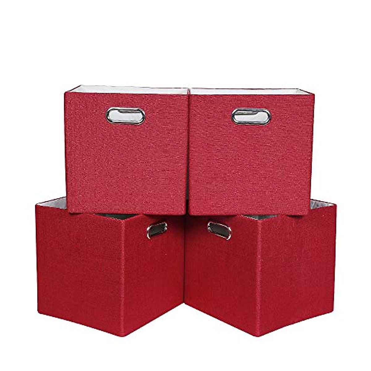 Oprass Storage Bin11X11 Folding Baskets Hard Shelf Organizer Bins (11×11×11, Red)