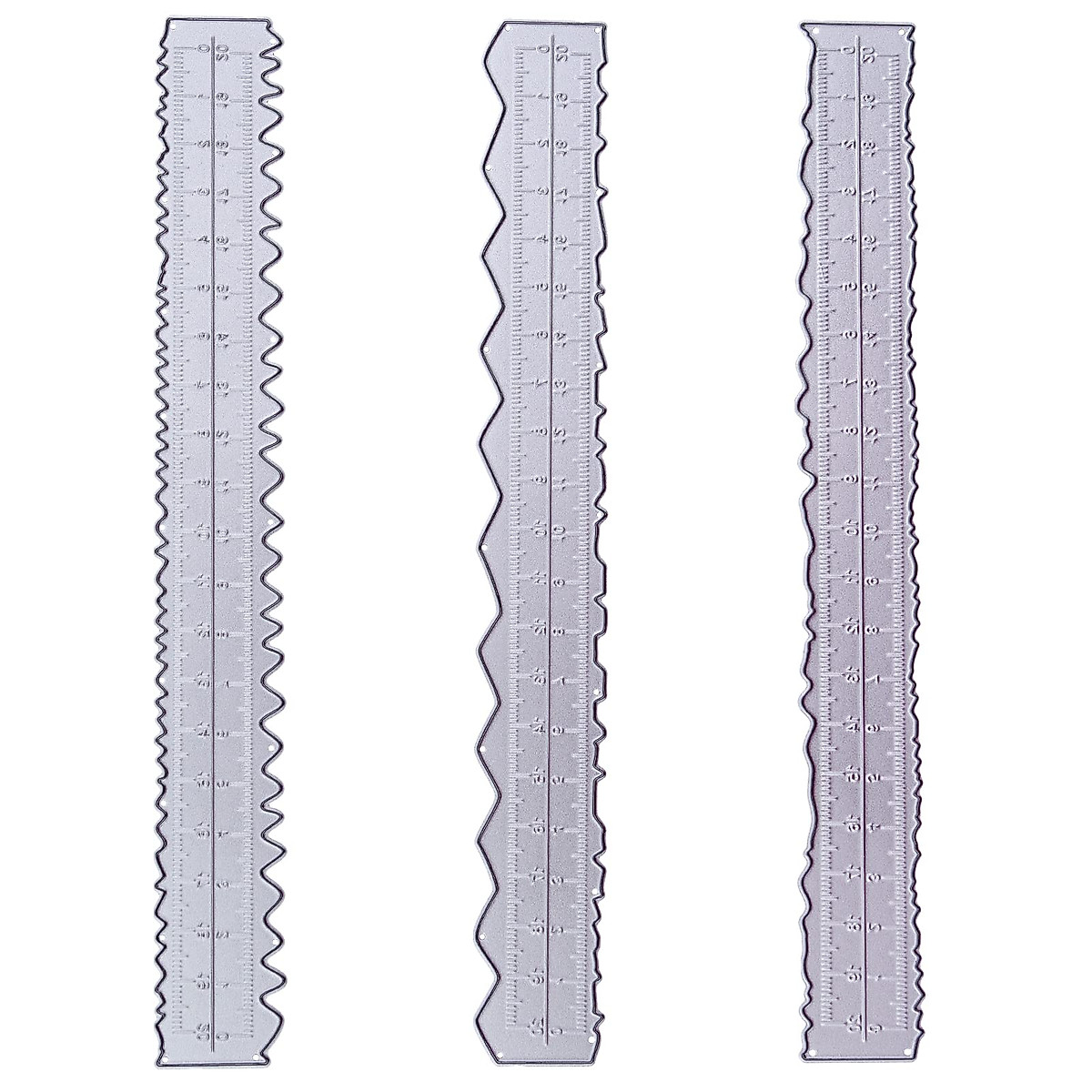 JHGCVX 3 Pieces 8.4 Inches Metal Irregular Edges Ruler Deckle Edges Ruler Measuring Embossing Cutting Dies Paper Tearing Ruler for Card Making Scrapbooking Craft Decor School Office DIY Tools
