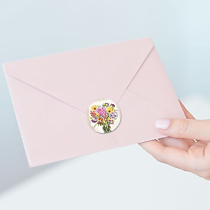 Wildflower Wishes Birthday Seals - Set of 24 Envelope Seals, 1 1/2 Inch Diameter
