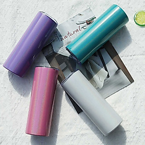 Wzaytia Glitter Sublimation Tumblers 20 Oz Skinny Straight, 8 Pack Sublimation Glitter Shimmer Tumbler Blanks, Individually Boxed Stainless Steel Glitter Tumblers, Mixed Color