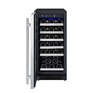Allavino 15" Wide FlexCount II Tru-Vino 30 Bottle Single Zone Stainless Steel Left Hinge Wine Refrigerator