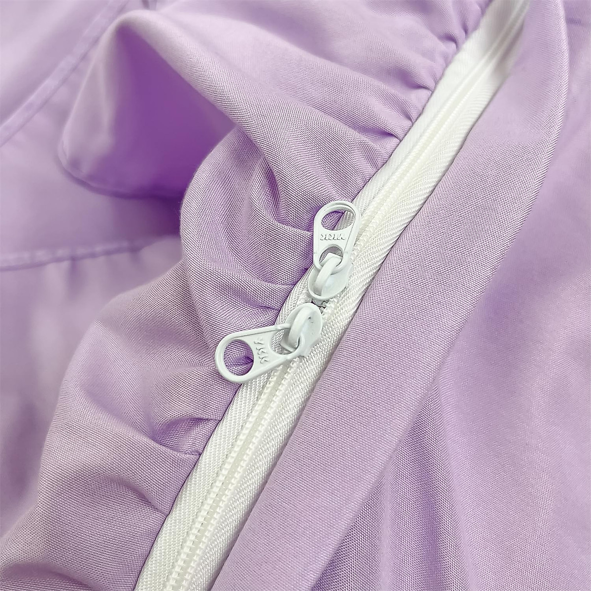 MOOWOO Girls Bedding,Waterfall Ruffle Duvet Cover -Twin 2 Piece Shabby Chic Bedding Solid Color Soft and Breathable with Zipper Closure,Corner Ties,Aesthetic Bedding-Purple,Twin